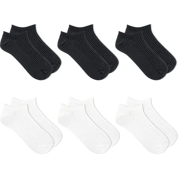K BELL SOCKS 6-pack No-show Sock Liners - Black White
