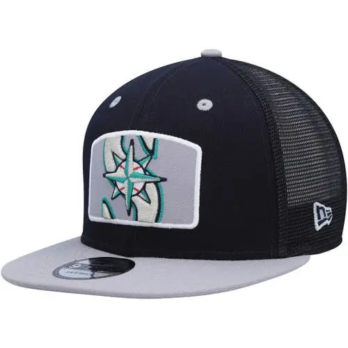 New Era Gray Seattle Mariners Logo Zoom Trucker 9fifty Snapback Hat