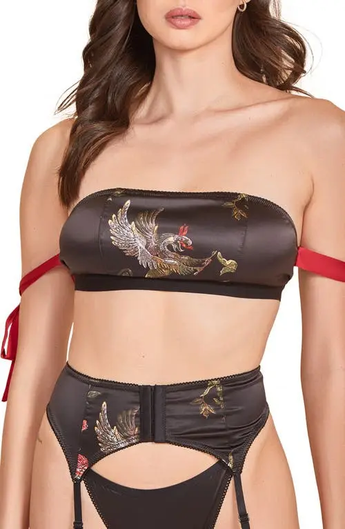HAUTY Printed Satin Bandeau Bra - Red-black