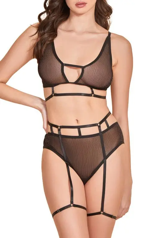 HAUTY Strappy Stripe Bra - Black