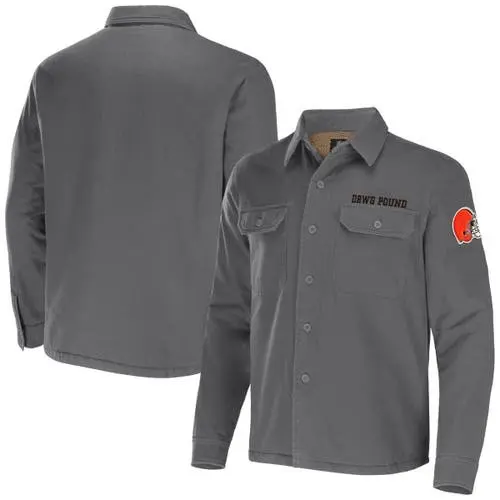 NFL X DARIUS RUCKER Collection Fanatics Cleveland Browns Canvas Button-up Shirt Jacket - Gray