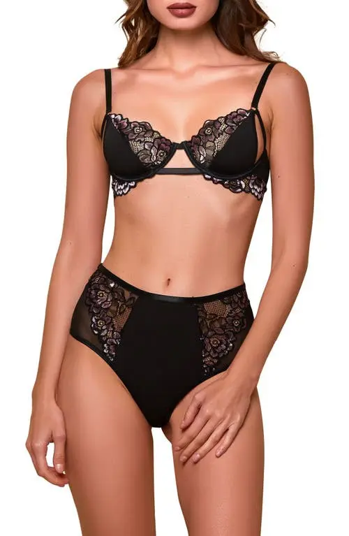 HAUTY Floral & Lace Mesh Bra & Panties Set