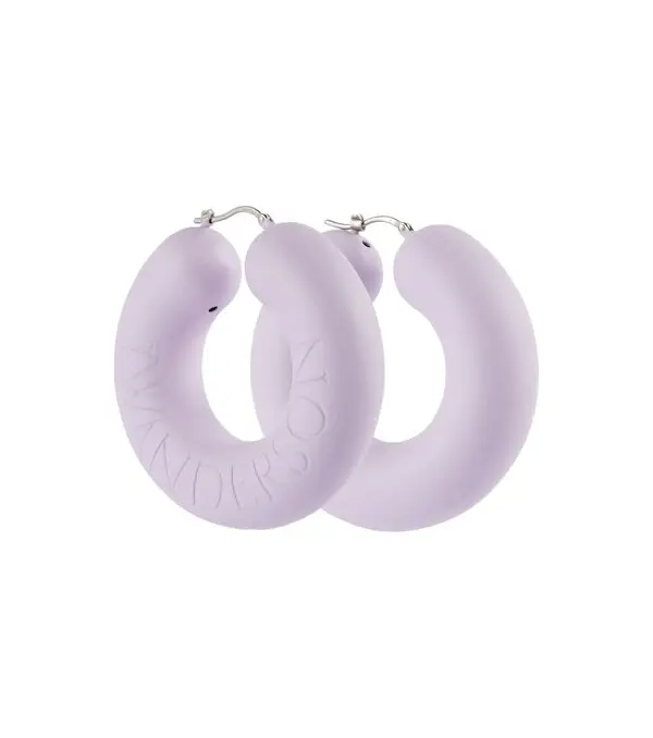 JW Anderson Logo Hoop Earrings - Purple