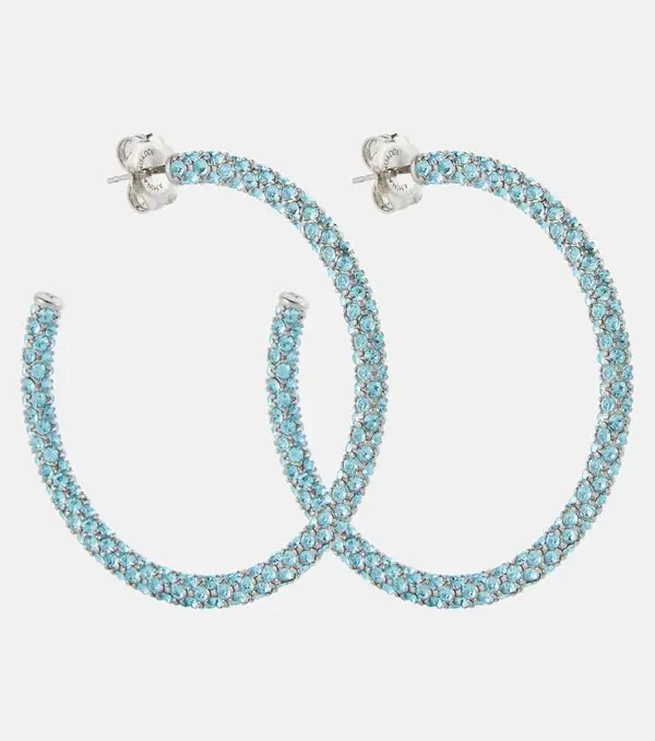 Amina Muaddi Cameron Crystal-embellished Hoop Earrings - Blue