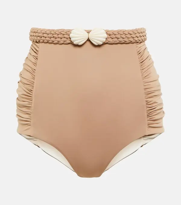 Johanna Ortiz High-rise Belted Bikini Bottoms - Neutrals
