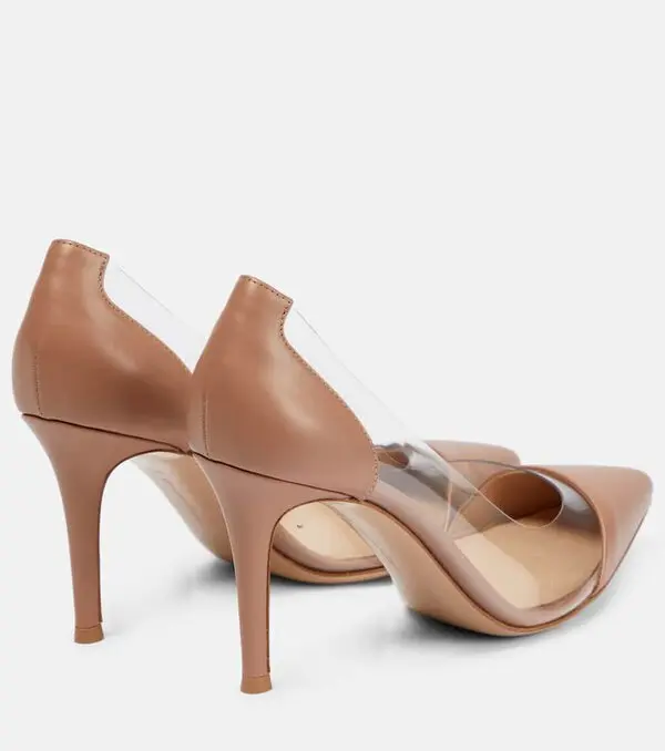 GIANVITO ROSSI Plexi 85 Leather And Pvc Pumps - Beige