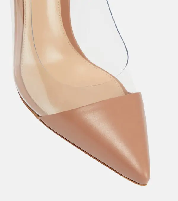 GIANVITO ROSSI Plexi 85 Leather And Pvc Pumps - Beige