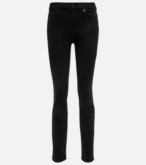 7 For All Mankind Roxanne Mid-rise Skinny Jeans - Black