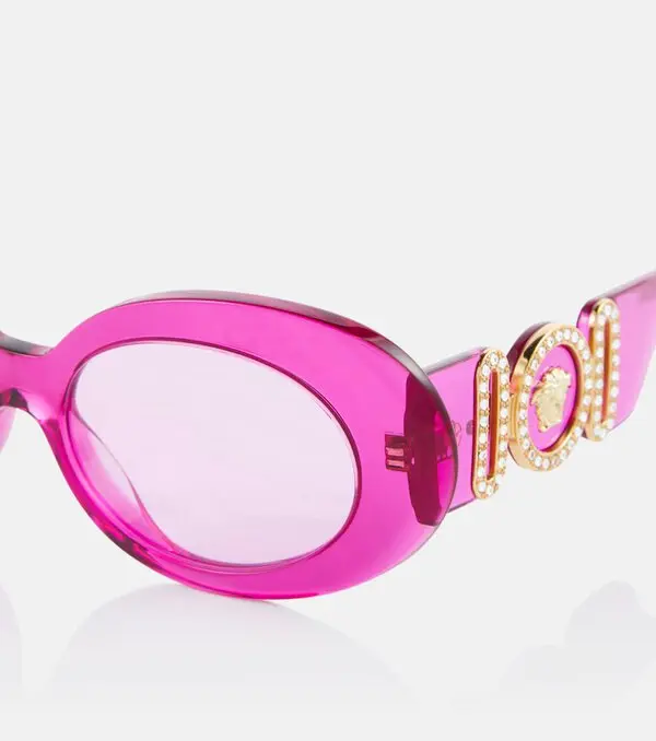 Versace Embellished Round Frame Sunglasses - Pink