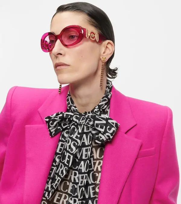 Versace Embellished Round Frame Sunglasses - Pink