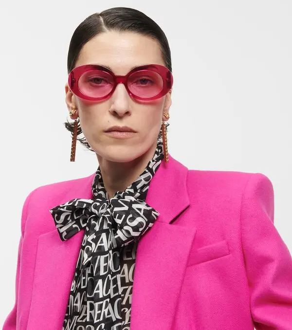 Versace Embellished Round Frame Sunglasses - Pink
