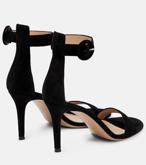 GIANVITO ROSSI Portofino 85 Suede Sandals - Black