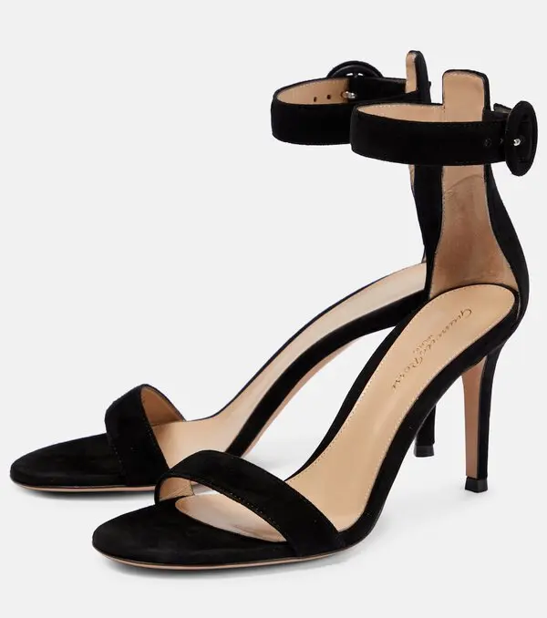 GIANVITO ROSSI Portofino 85 Suede Sandals - Black