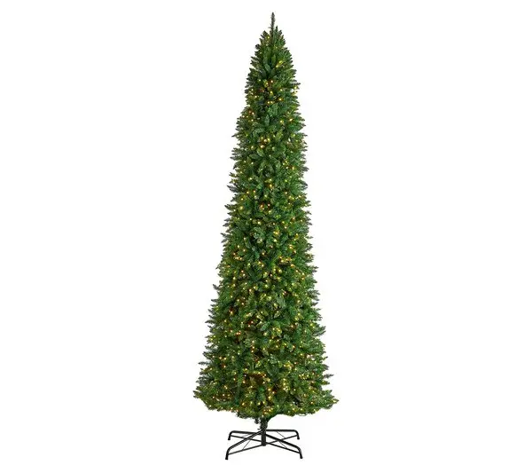NEARLY NATURAL 12' Slim Green Mountain Pine Tre W/1100 Lights