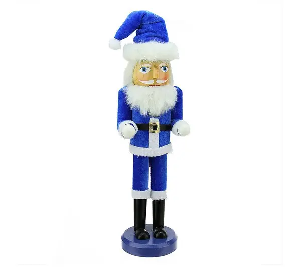 NORTHLIGHT 14' Blue & White Santa Wooden Holiday Nutcracke - One-color