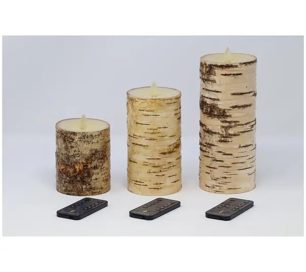 LUMINARA Set Of Birch Bark Flameless Candle Garden