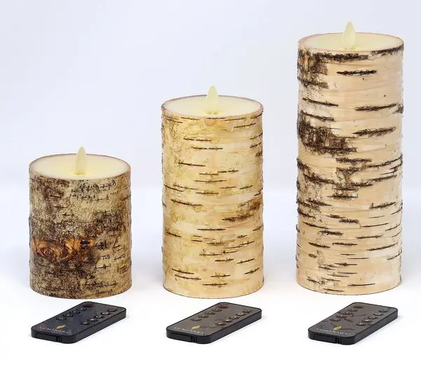 LUMINARA Set Of Birch Bark Flameless Candle Garden