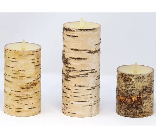 LUMINARA Set Of Birch Bark Flameless Candle Garden