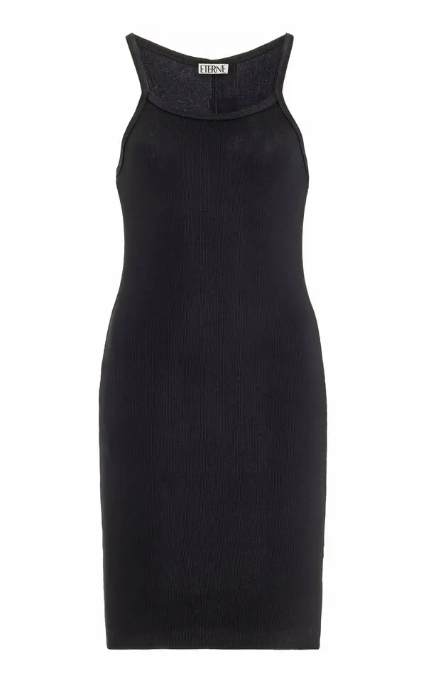 Eterne Stretch Cotton Modal Jersey Mini Dress - Black | Editorialist