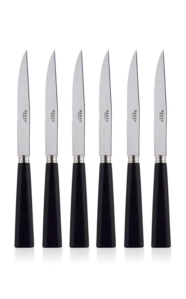 SABRE Nature Wood Six-piece Steak Knife Set - Black