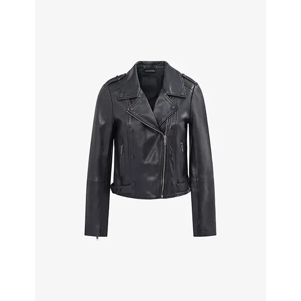 Ikks Hooded Padded Shoulder Leather Jacket