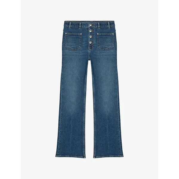 Maje High-rise Flared-leg Stretch-denim Jeans - Bleus