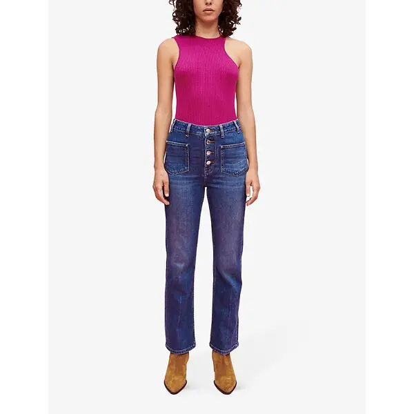 Maje High-rise Flared-leg Stretch-denim Jeans - Bleus