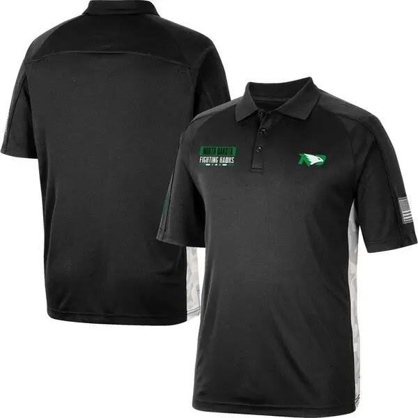 COLOSSEUM North Dakota Oht Military Appreciation Snow Camo Polo - Black