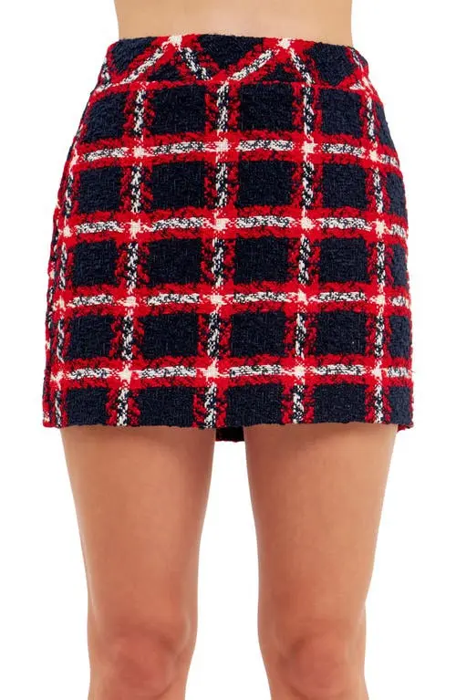 English Factory Check Bouclé Miniskirt