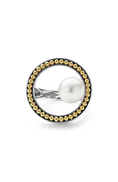 Lagos Pearl Circle Ring - Silver Gold Pearl