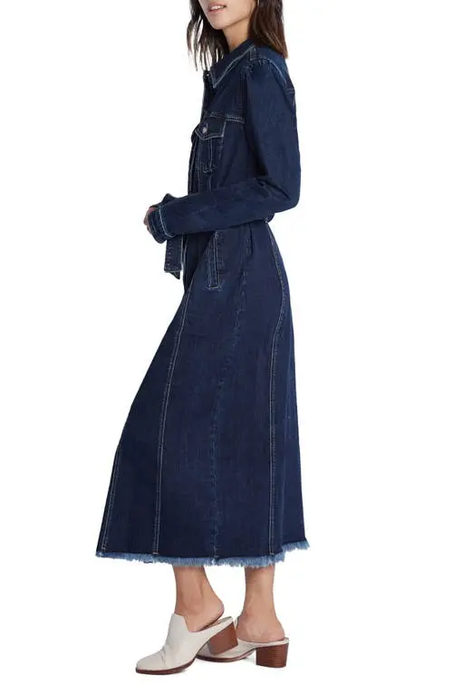 WASH LAB DENIM Long Sleeve Shirt Dress - Sea Blue