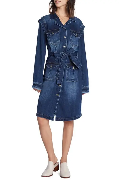 WASH LAB DENIM Road Trip Long Sleeve Denim Shirt Dress