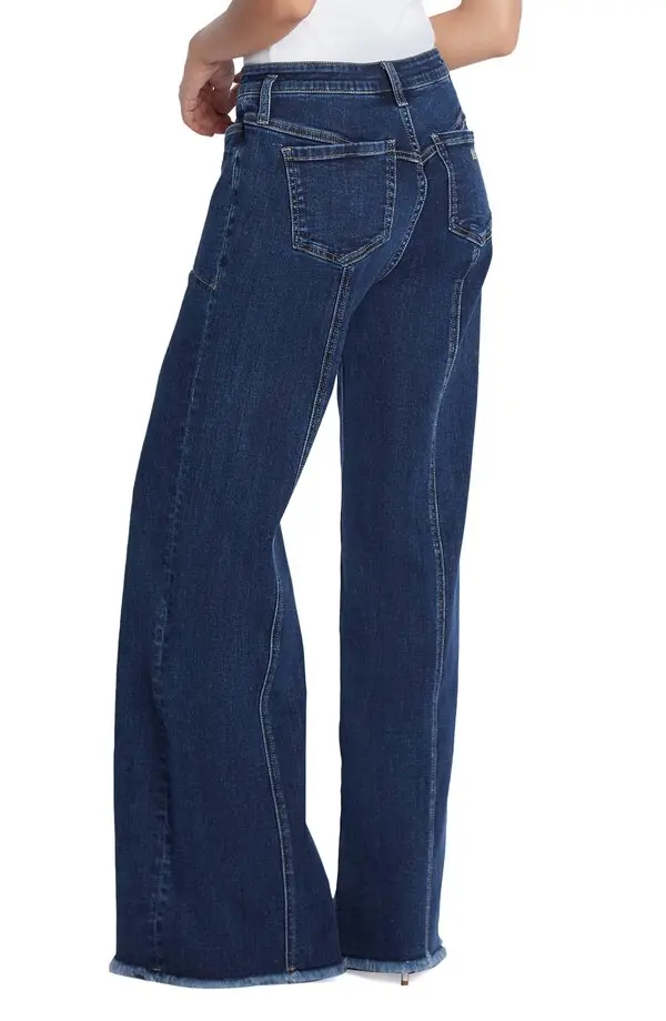 WASH LAB DENIM Front Slit Wide Leg Jeans - Brushed Denim