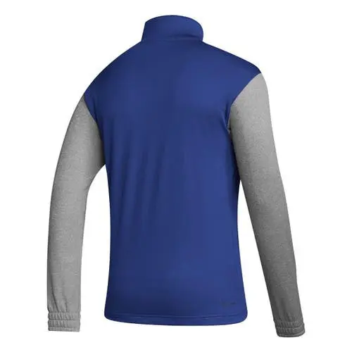 Adidas Heathered Gray Kansas Jayhawks Team Aeroready Half-zip Top