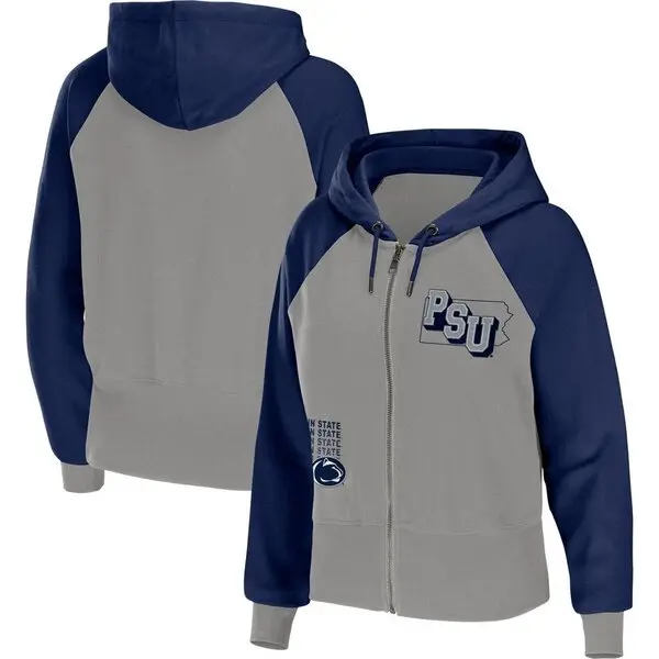WEAR BY ERIN ANDREWS Penn State Nittany Lions Raglan Full-zip Hoodie - Gray