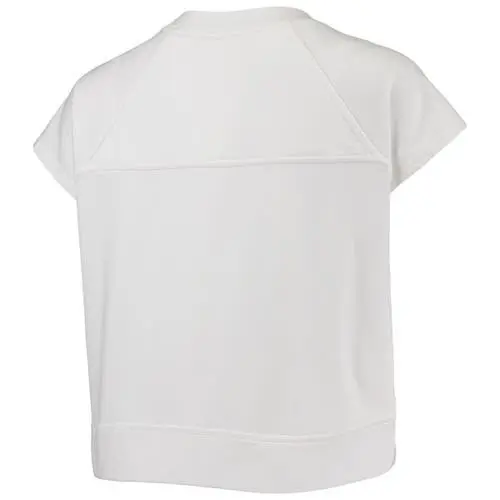 LUSSO Brooklyn Nets Margot Cropped Tri-blend Cap Sleeve Sweatshirt