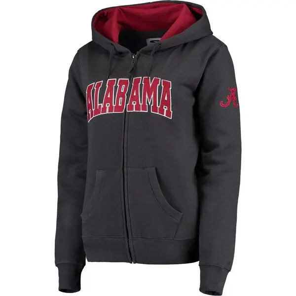 COLOSSEUM Alabama Crimson Tide Arched Name Full-zip Hoodie - Charcoal