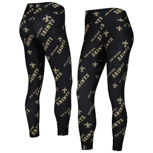 CONCEPTS SPORT New Orleans Saints Breakthrough Allover Print Lounge Leggings - Black