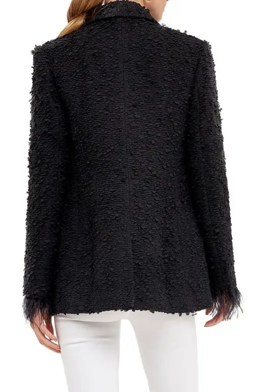 Endless Rose Feather Cuff Tweed Blazer