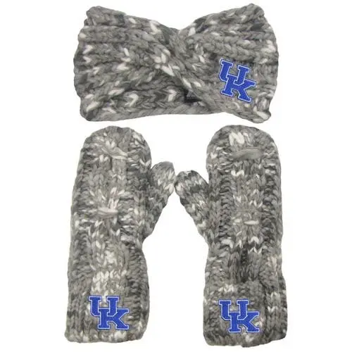ZOOZATZ Kentucky Wildcats Logo Marled Headband And Mitten Set - Gray
