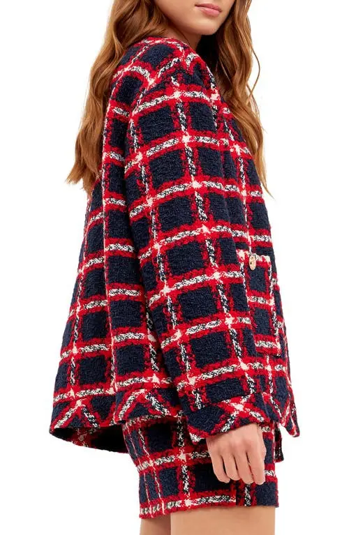 English Factory Plaid Bouclé Tweed Jacket