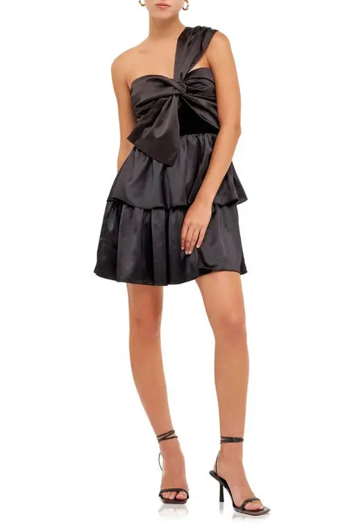 Endless Rose Velvet Contrast Bow-tie Mini Dress