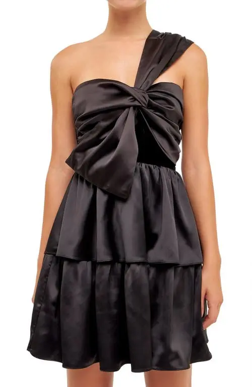 Endless Rose Velvet Contrast Bow-tie Mini Dress