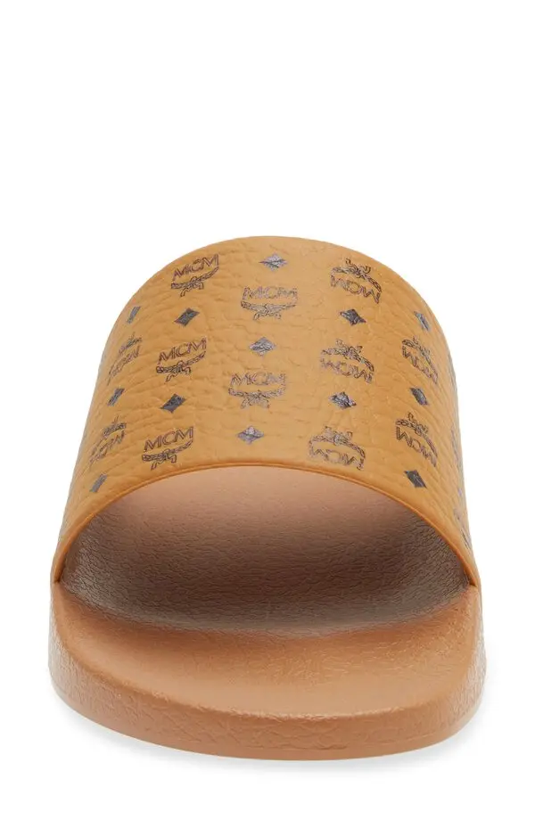 MCM Cognac Monogram Slide Sandals Mcm Visetos Slide Sandals - Cognac | Editorialist main image 2