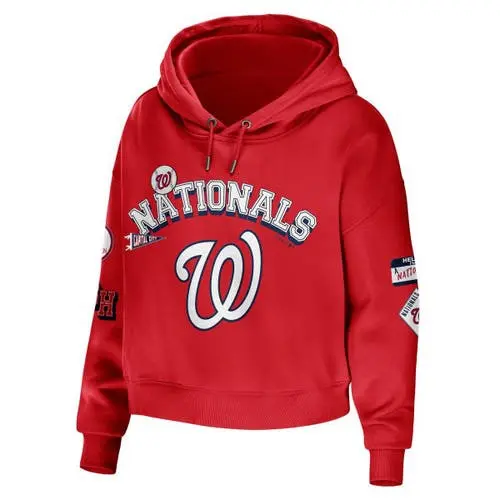 WEAR BY ERIN ANDREWS Washington Nationals Modest Patches Cropped Pullover Hoodie