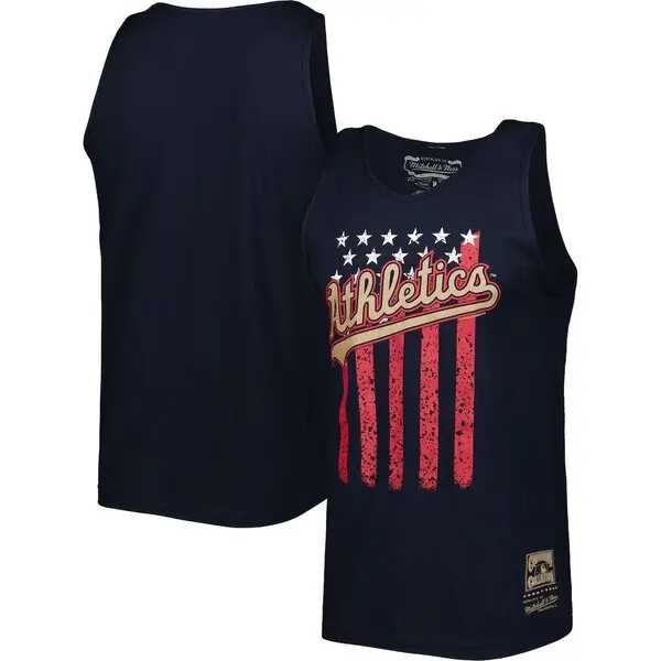 Mitchell & Ness Oakland Athletics Cooperstown Collection Stars And Stripes Tank Top - Navy