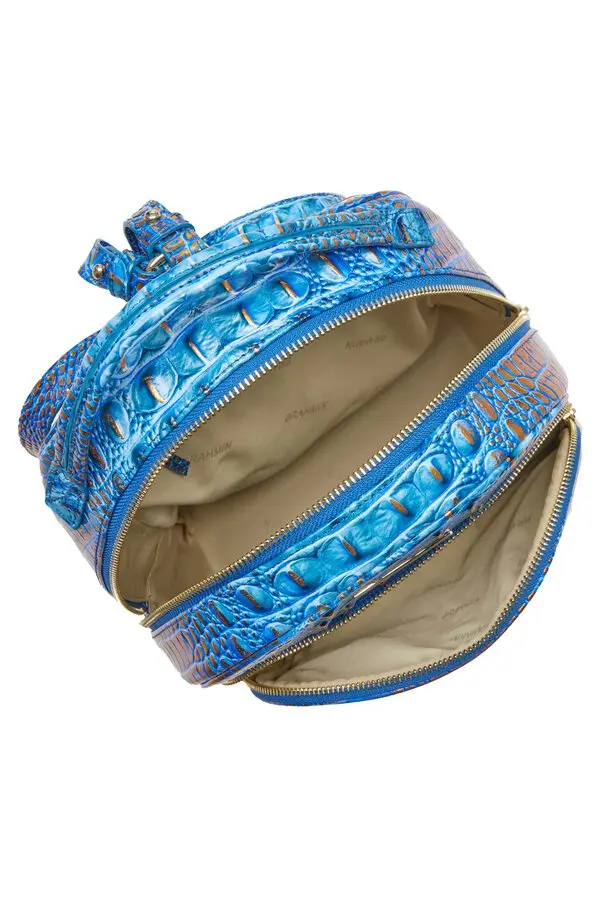 Brahmin Chelcy Croc Embossed Leather Backpack - Deep Azure 