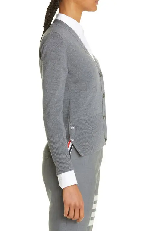 Thom Browne 4-bar Merino Wool Cardigan - Medium Grey
