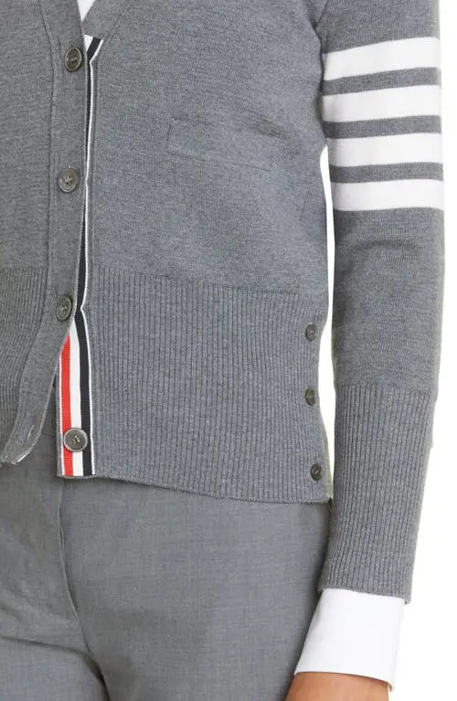 Thom Browne 4-bar Merino Wool Cardigan - Medium Grey