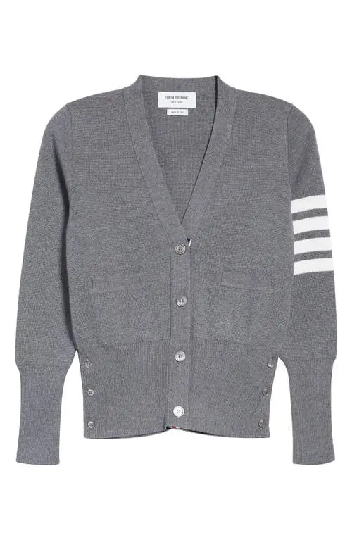 Thom Browne 4-bar Merino Wool Cardigan - Medium Grey